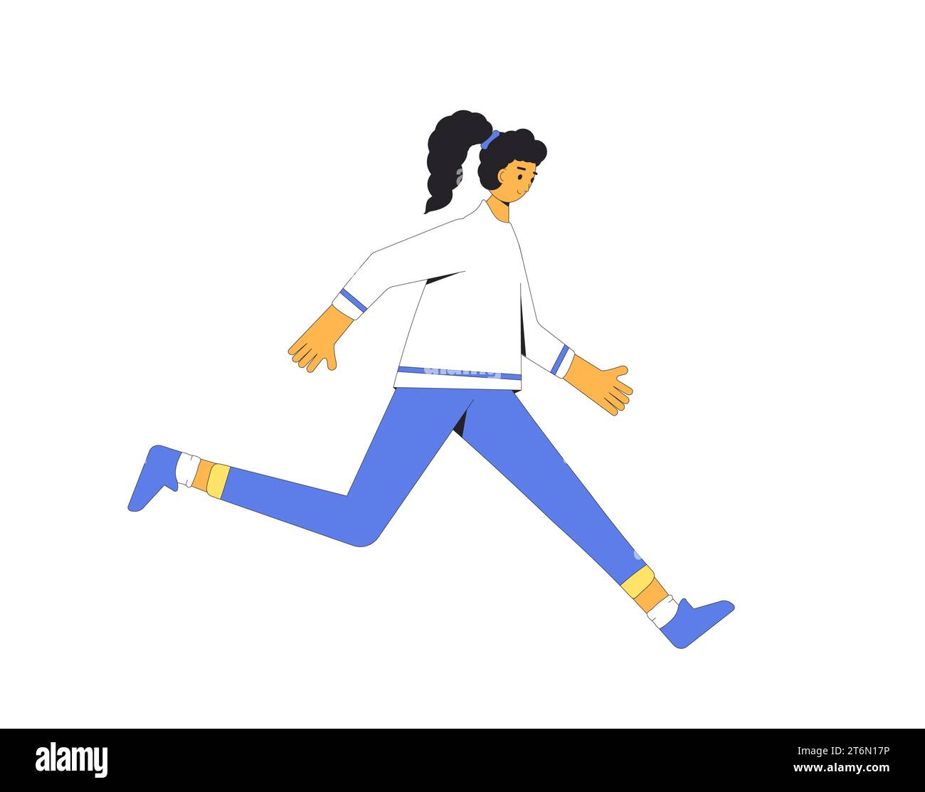 Runner. Running teen girl isolated on white background. Participation ...