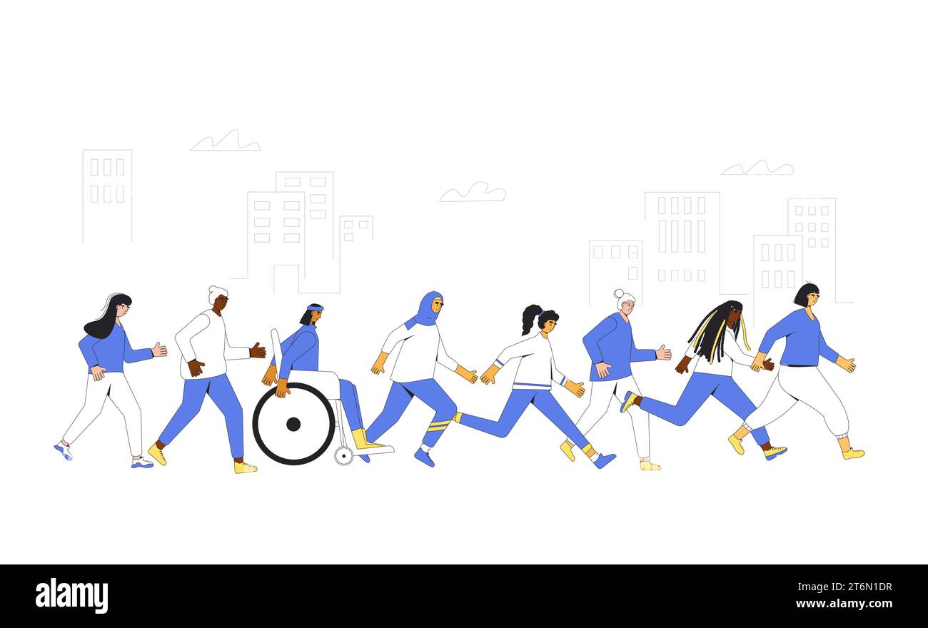 Running women. Differen ages, race and cultural female runners ...