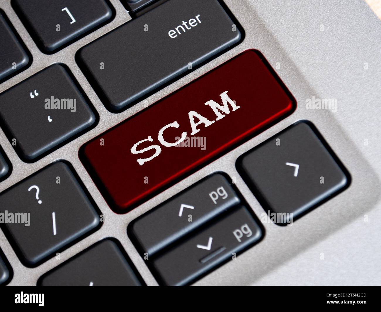 Scam text on red color keyboard. Online security concept Stock Photo ...
