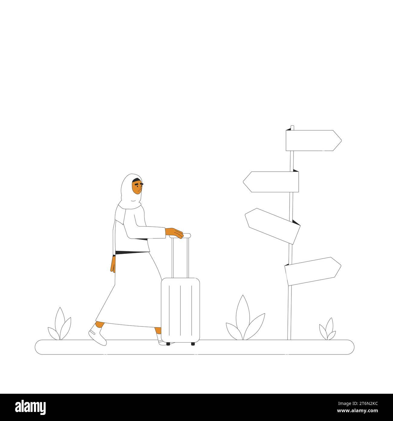 Young woman with suitcase. Confused person thinking about the right ...