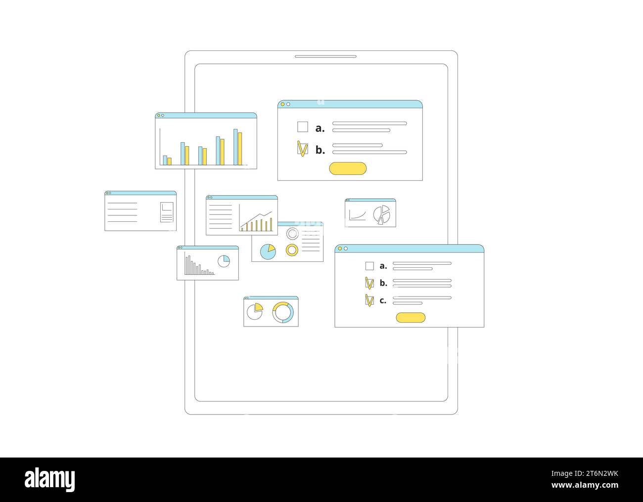 Survey concept isolated on a white background. Quality test. Client ...