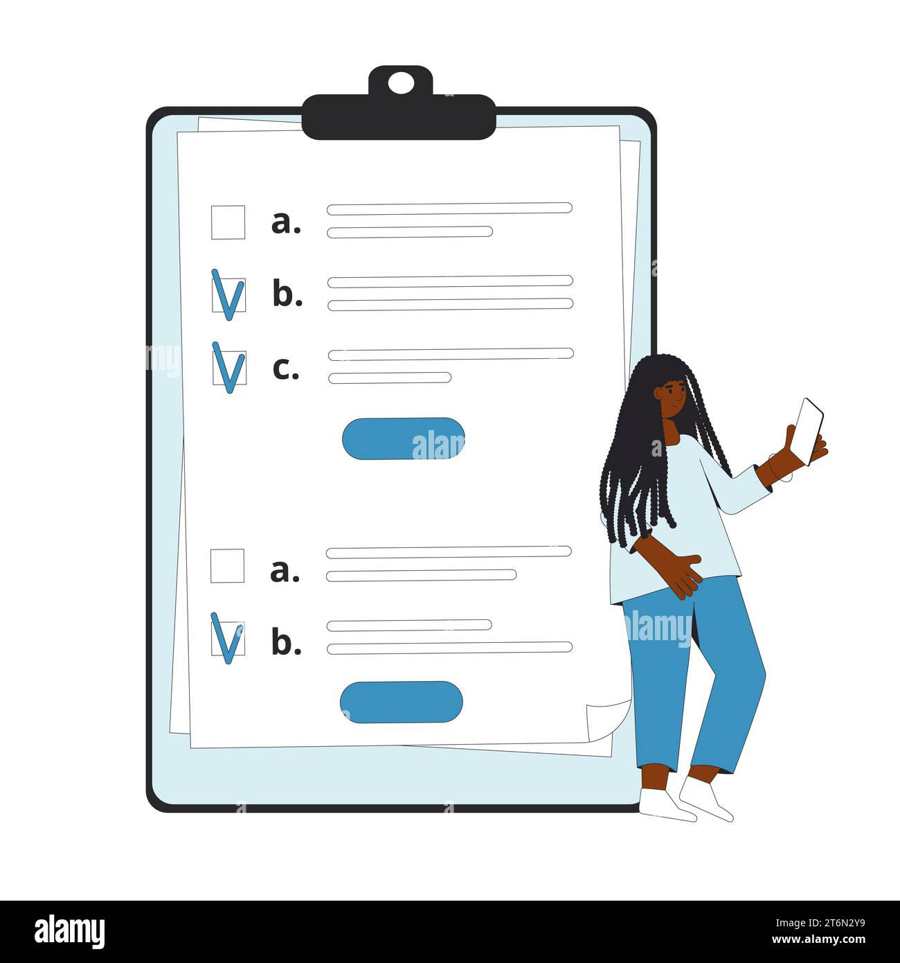 Survey clipboard isolated on a white background. Quality test. Client ...