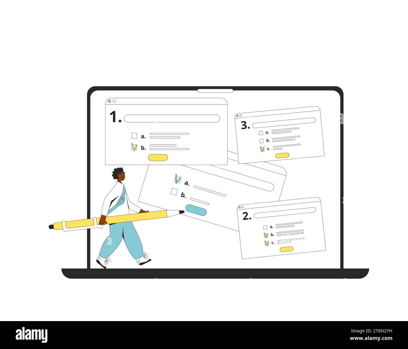Online learning exam concept isolated on a white background. Quality ...