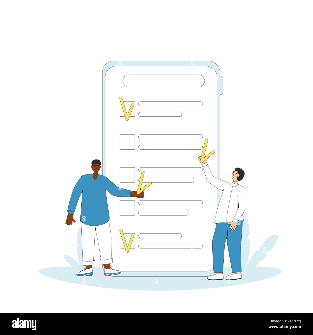 Survey on phone isolated on a white background. Quality test. Client ...