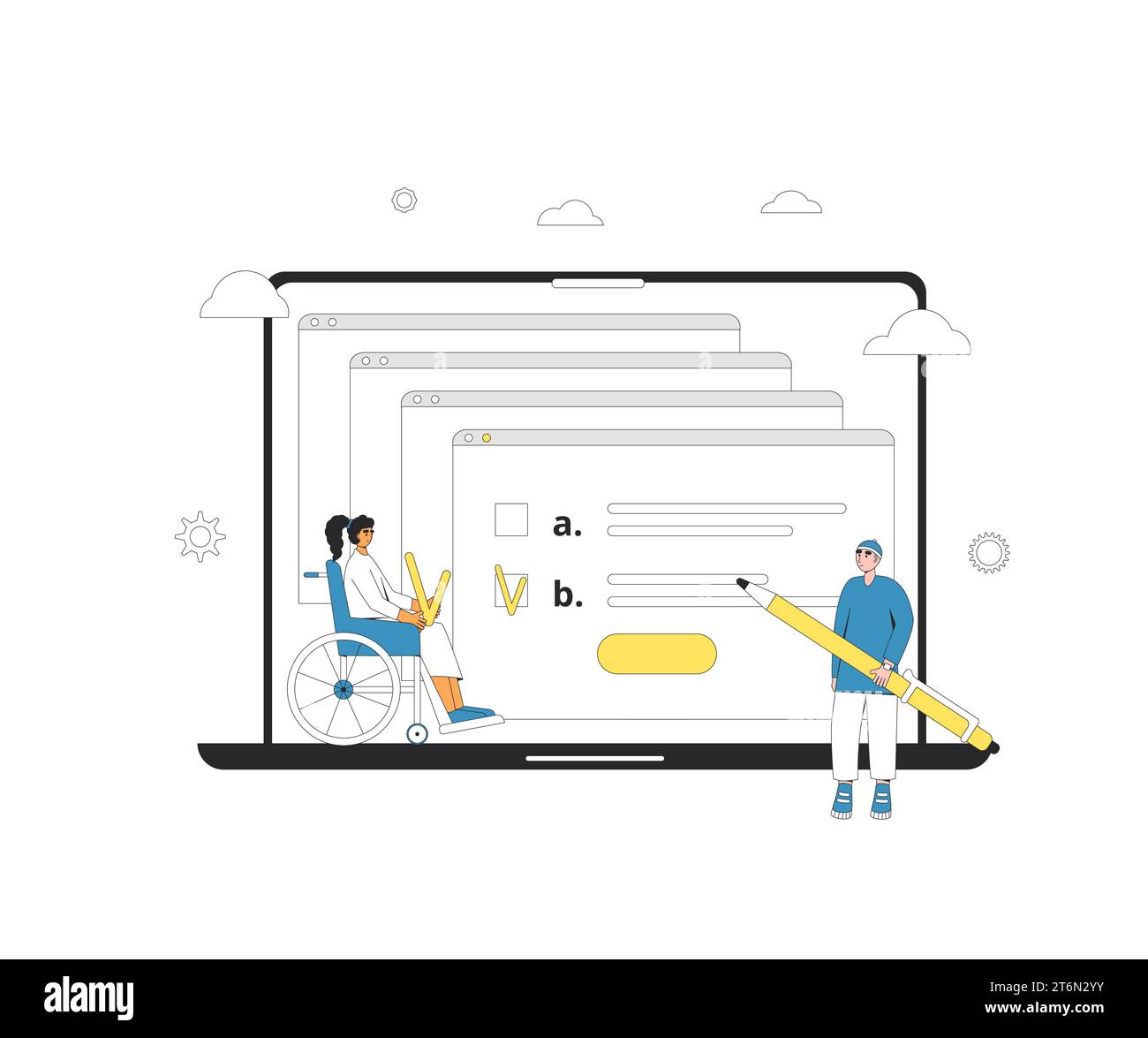 Survey concept isolated on a white background. Quality test. Client ...