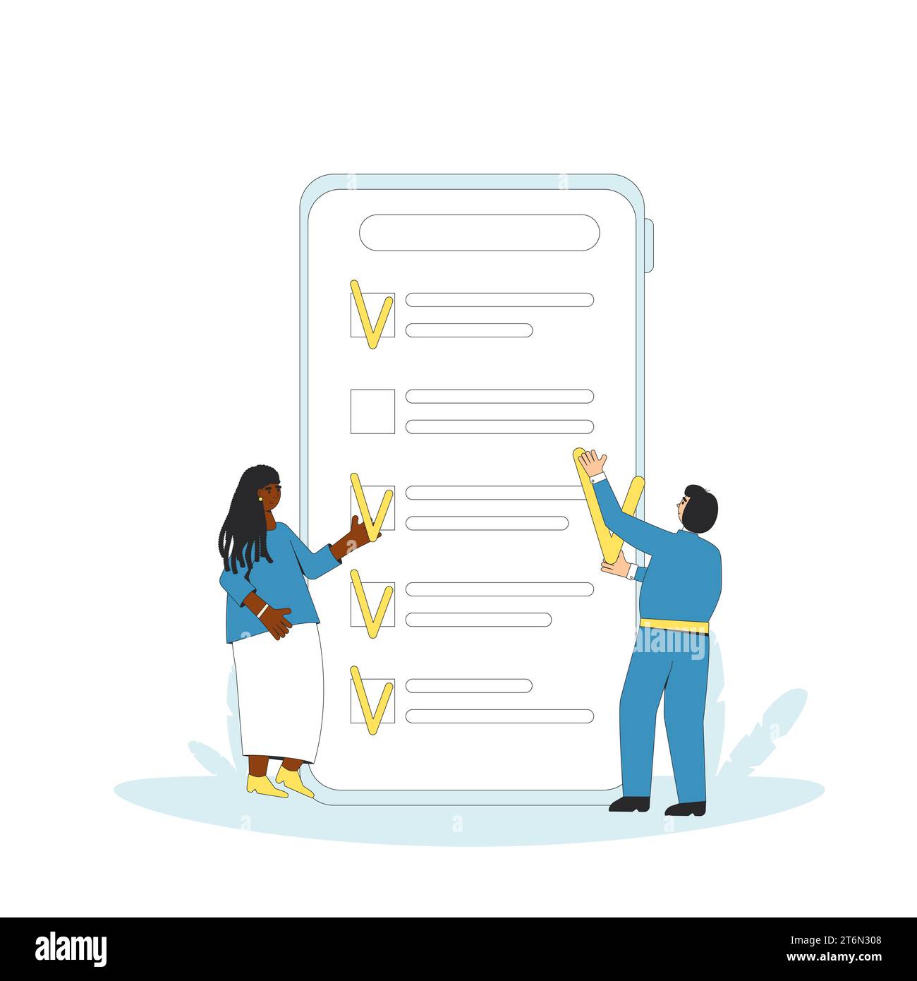 Survey on phone isolated on a white background. Quality test. Client ...