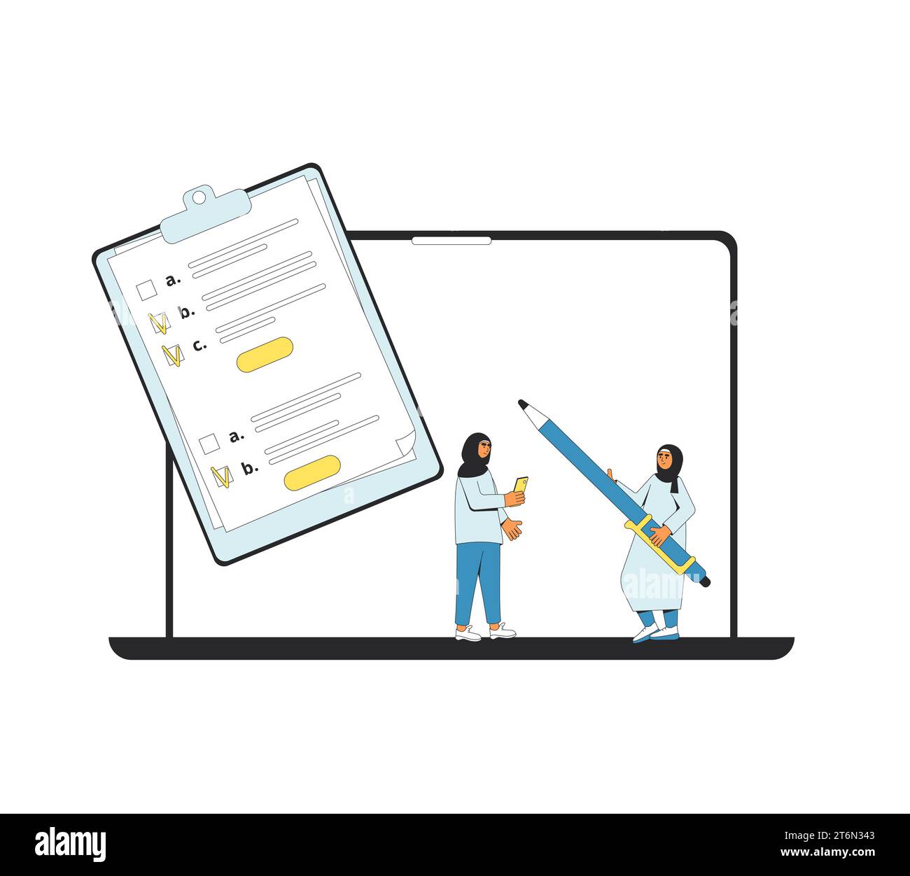 Online learning exam concept isolated on a white background. Quality ...