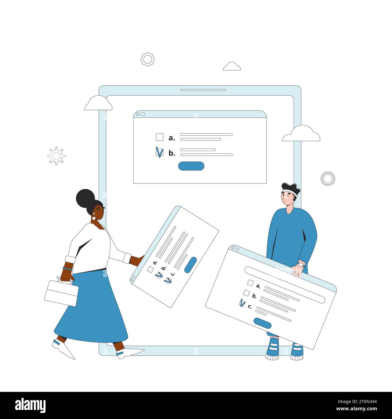 Survey concept isolated on a white background. Quality test. Client ...