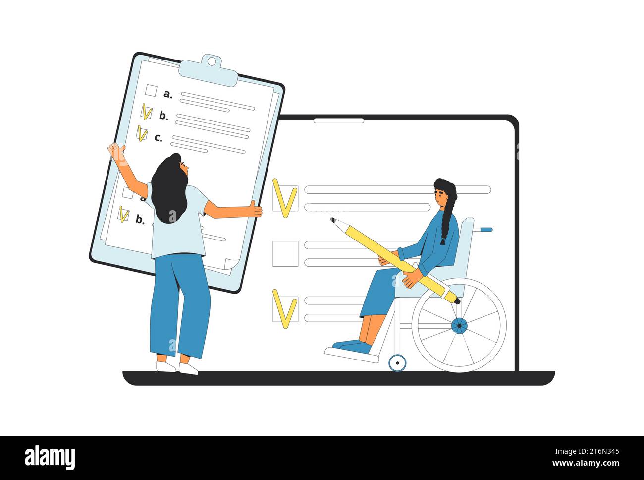 Survey concept isolated on a white background. Quality test. Client ...