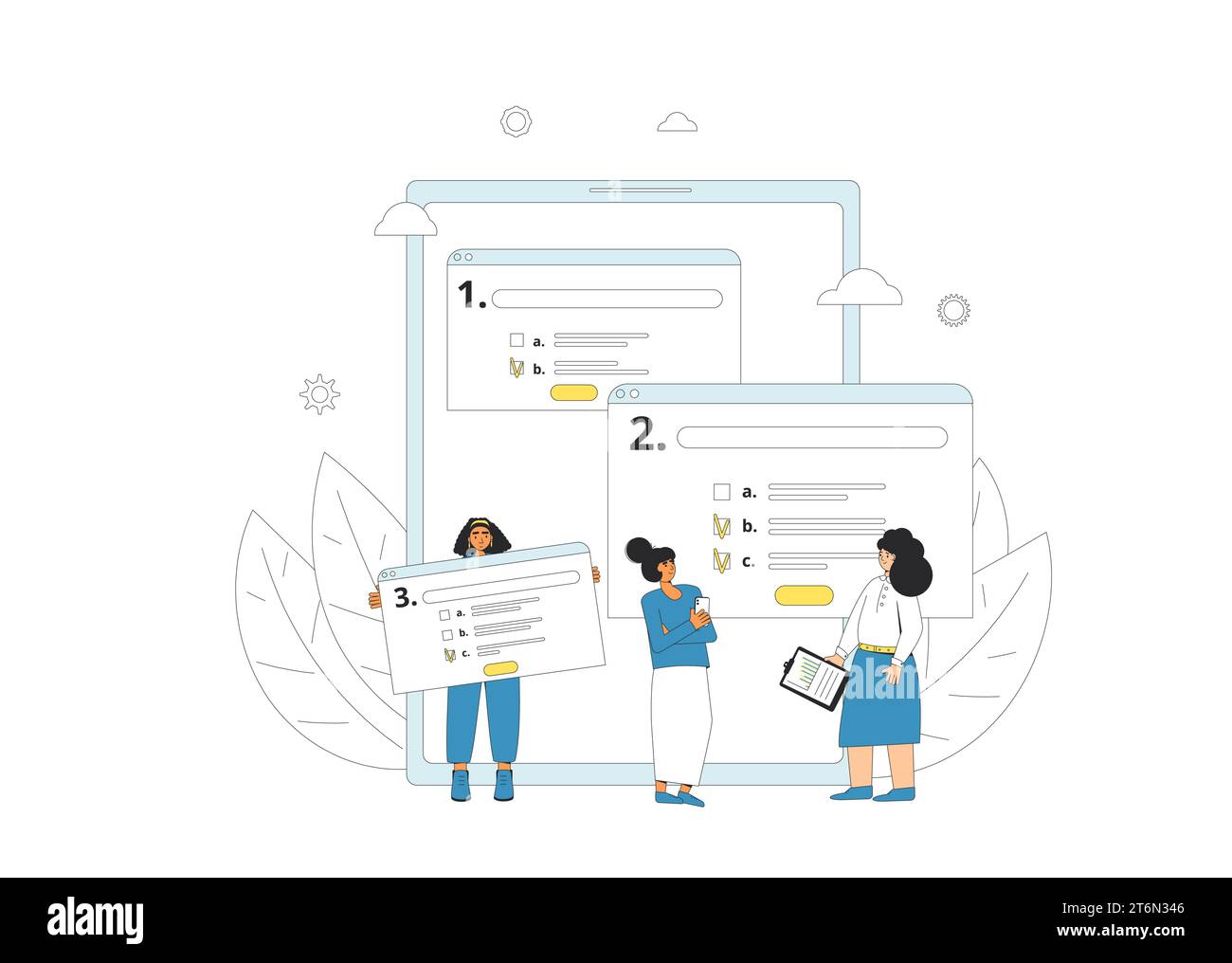 Survey concept isolated on a white background. Quality test. Client ...