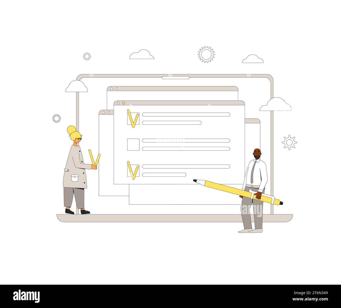 Marketing research. Survey concept isolated on a white background ...