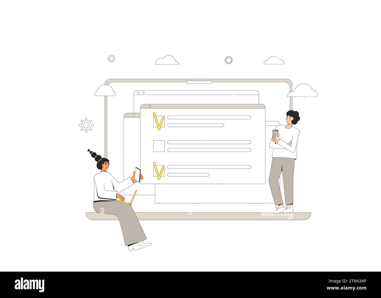 Survey concept isolated on a white background. Quality test. Client ...