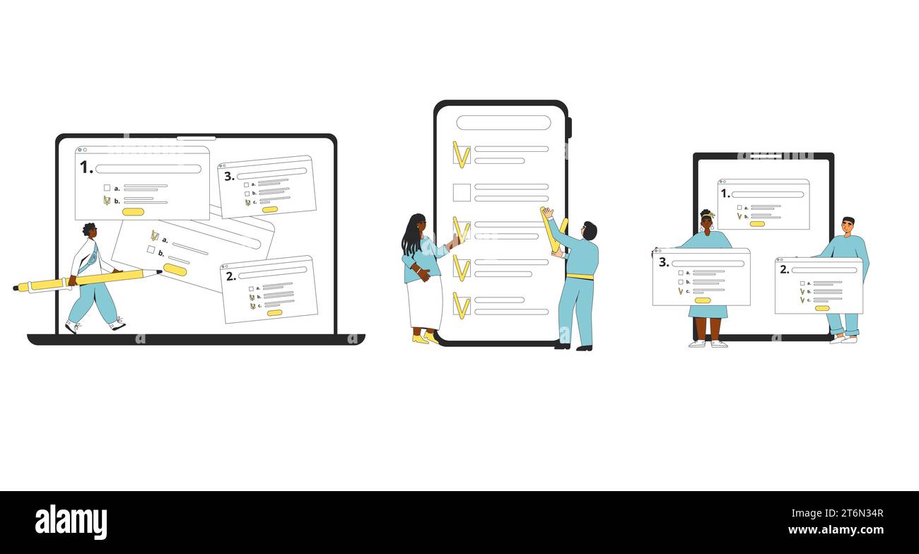 Survey concepts set isolated on a white background. Quality test ...