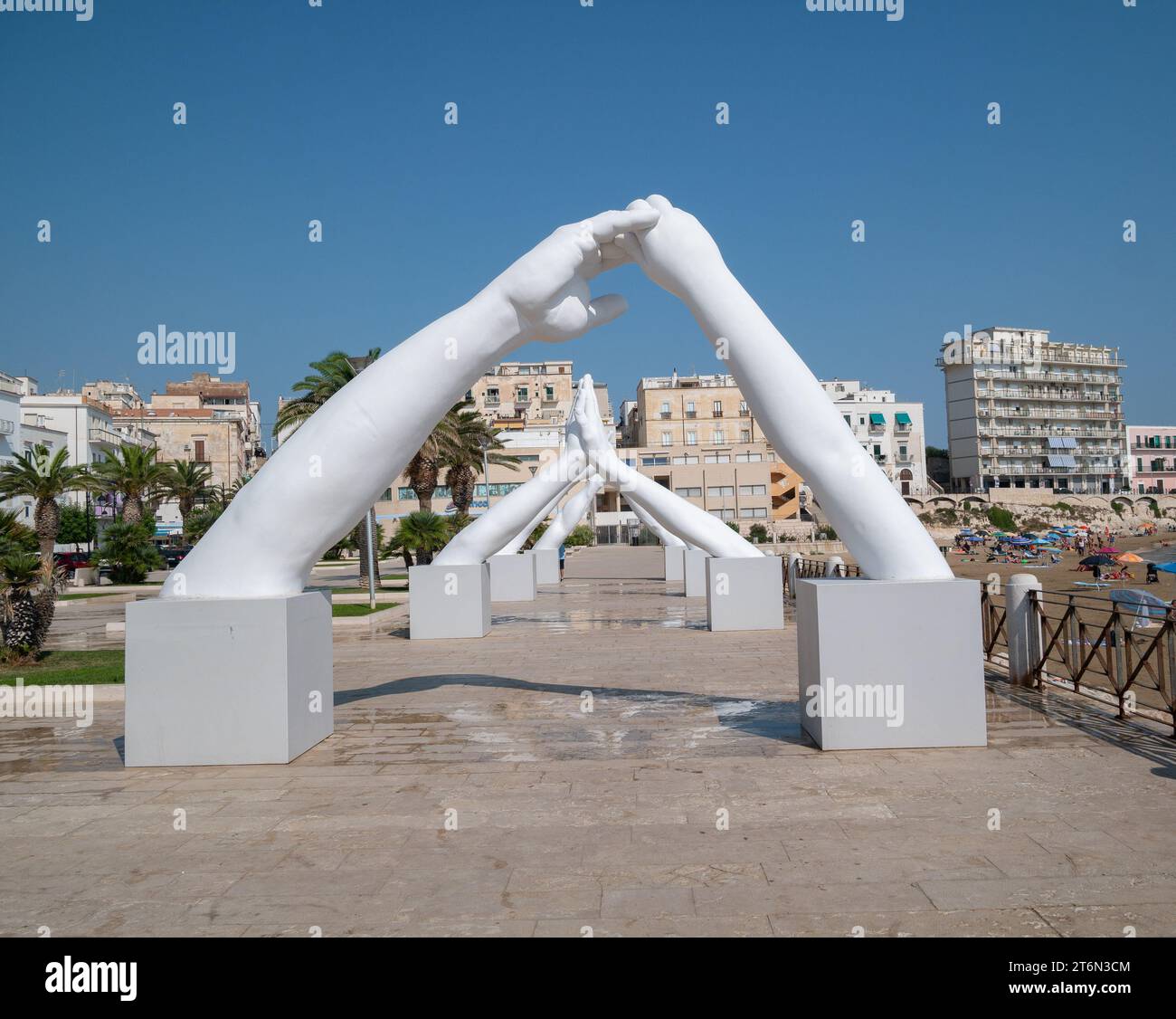 Vieste, Italy - 25 August 2023:View of Building Bridges, six pairs of ...