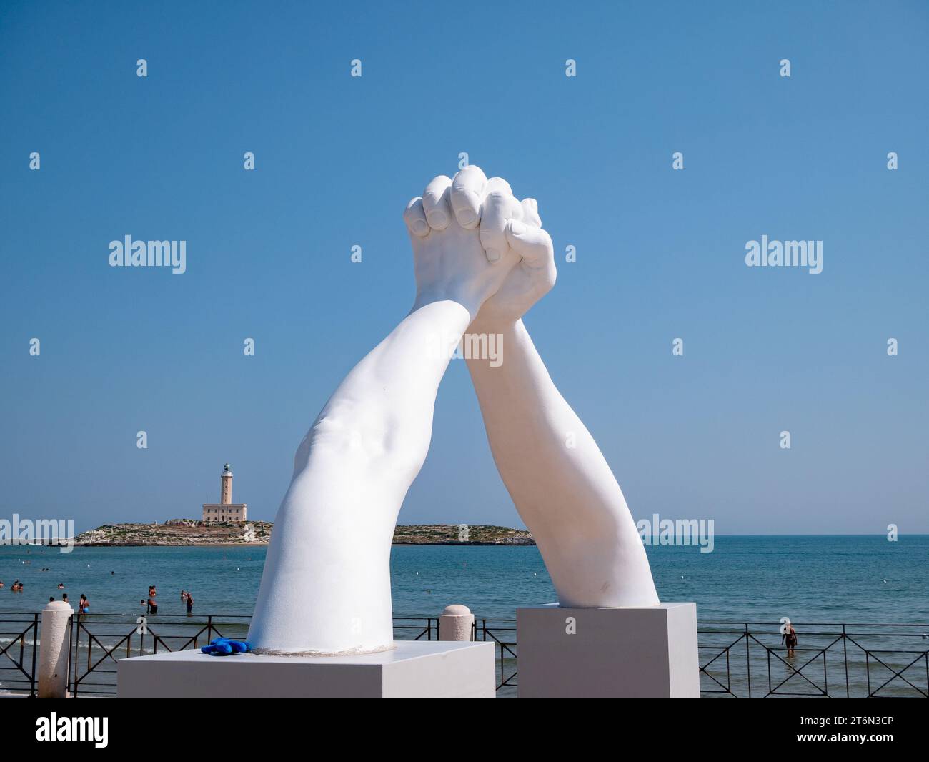Vieste, Italy - 25 August 2023:View of Building Bridges, six pairs of ...