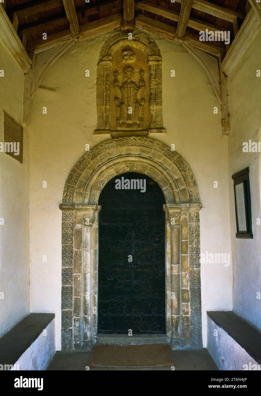 The Norman decorated south doorway & semicircular-headed niche of St ...