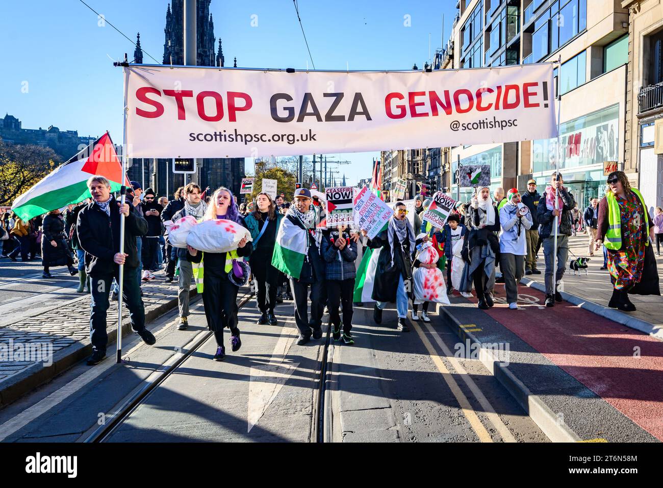 Edinburgh, Scotland. Sat 11 November 2023. Protesters at an Edinburgh ...