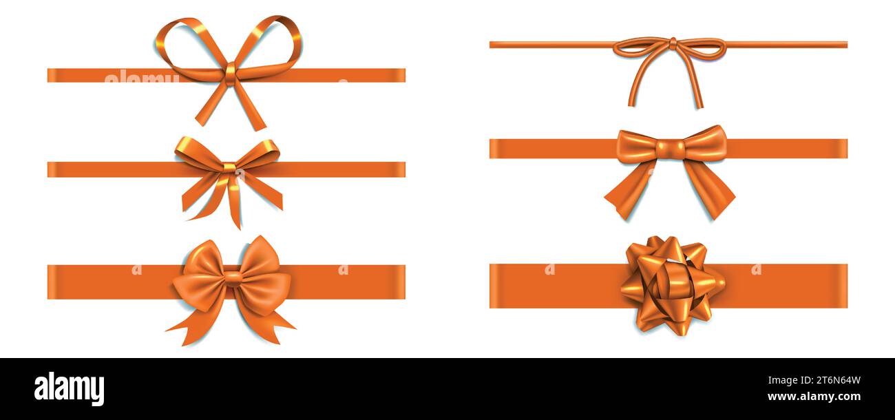 Gold ribbons. Christmas gift bow, golden present decor, holiday package ...