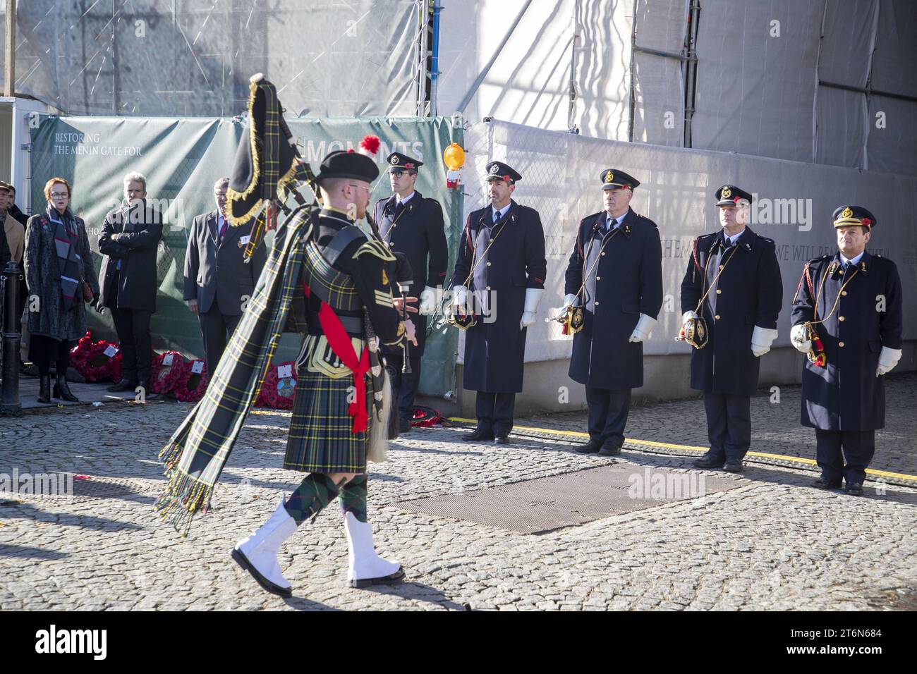 A bagpipe player in traditional Scottish attire pictured during the ...