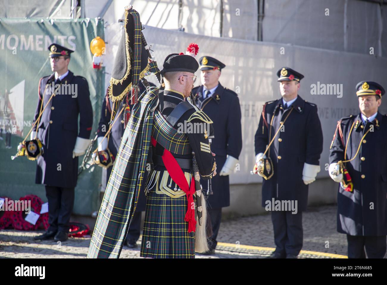 A bagpipe player in traditional Scottish attire pictured during the ...