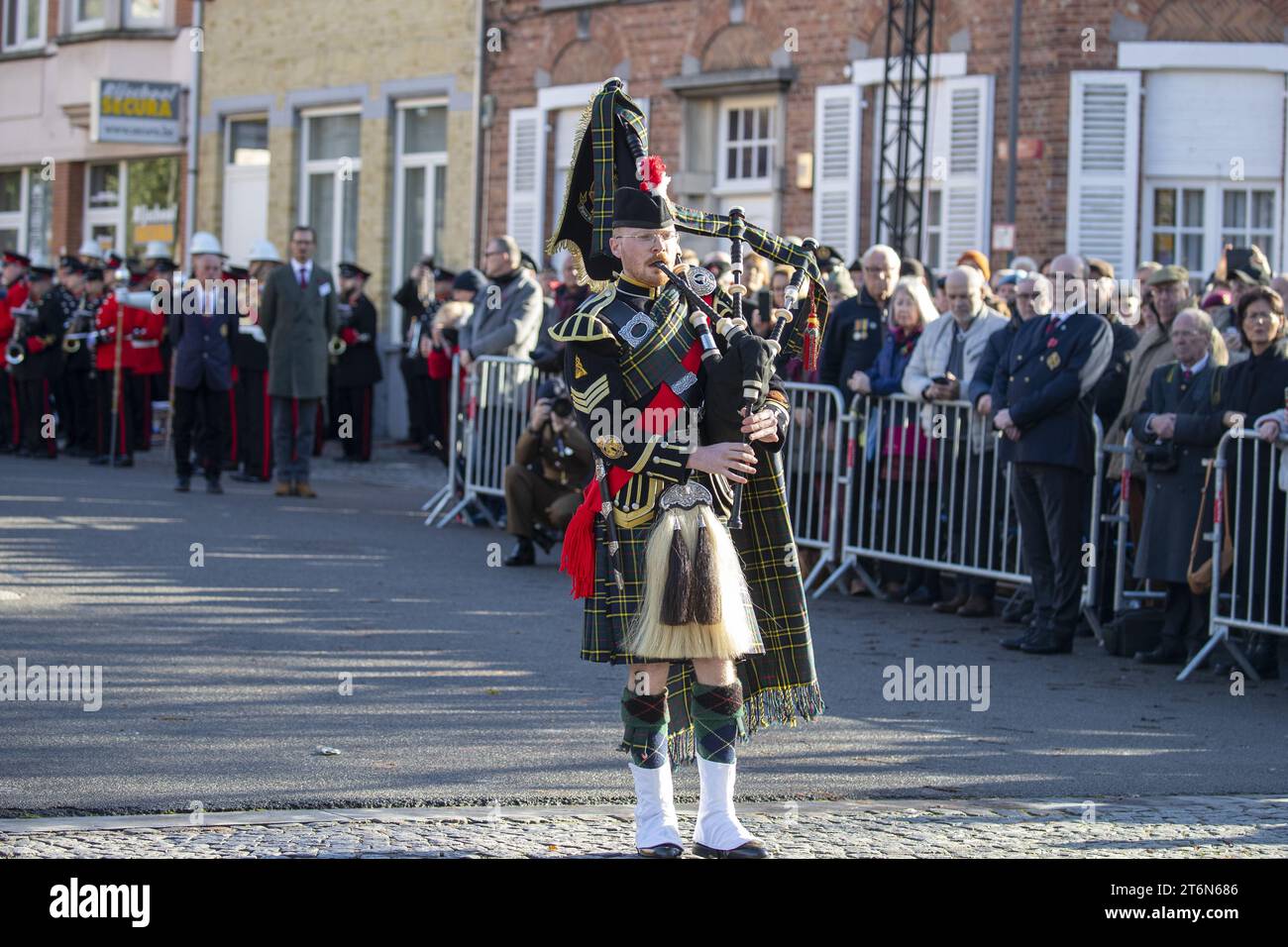 A bagpipe player in traditional Scottish attire pictured during the ...