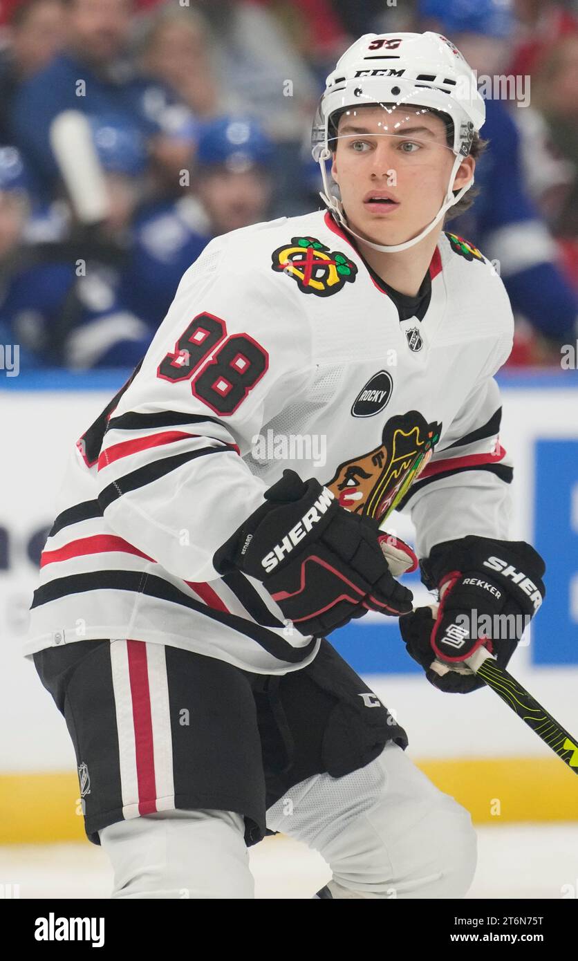 Chicago Blackhawks center Connor Bedard (98) against the Tampa Bay ...