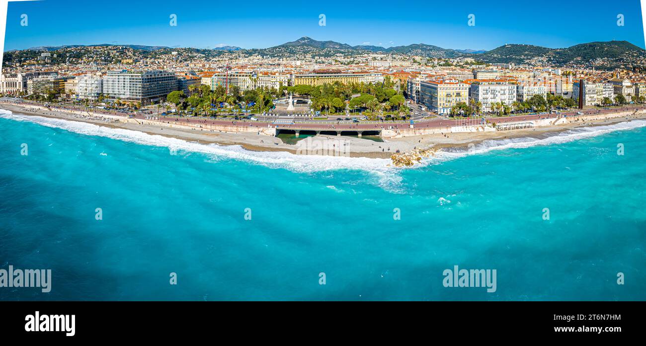 Aerial view of Nice, Nice, the capital of the Alpes-Maritimes ...
