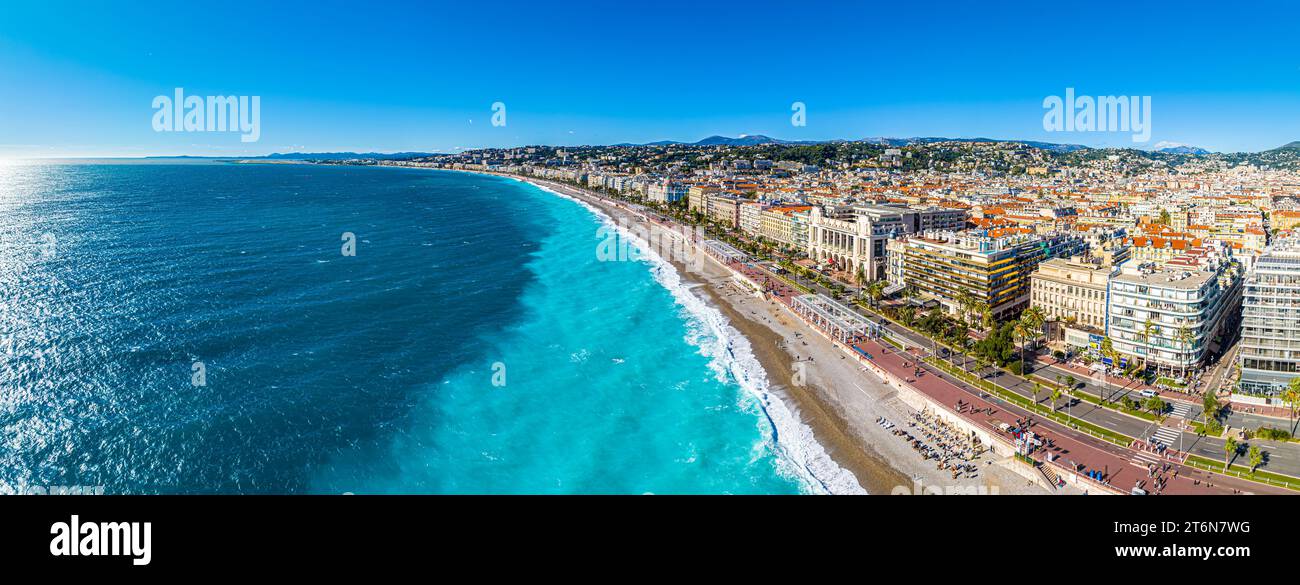Aerial view of Nice, Nice, the capital of the Alpes-Maritimes ...