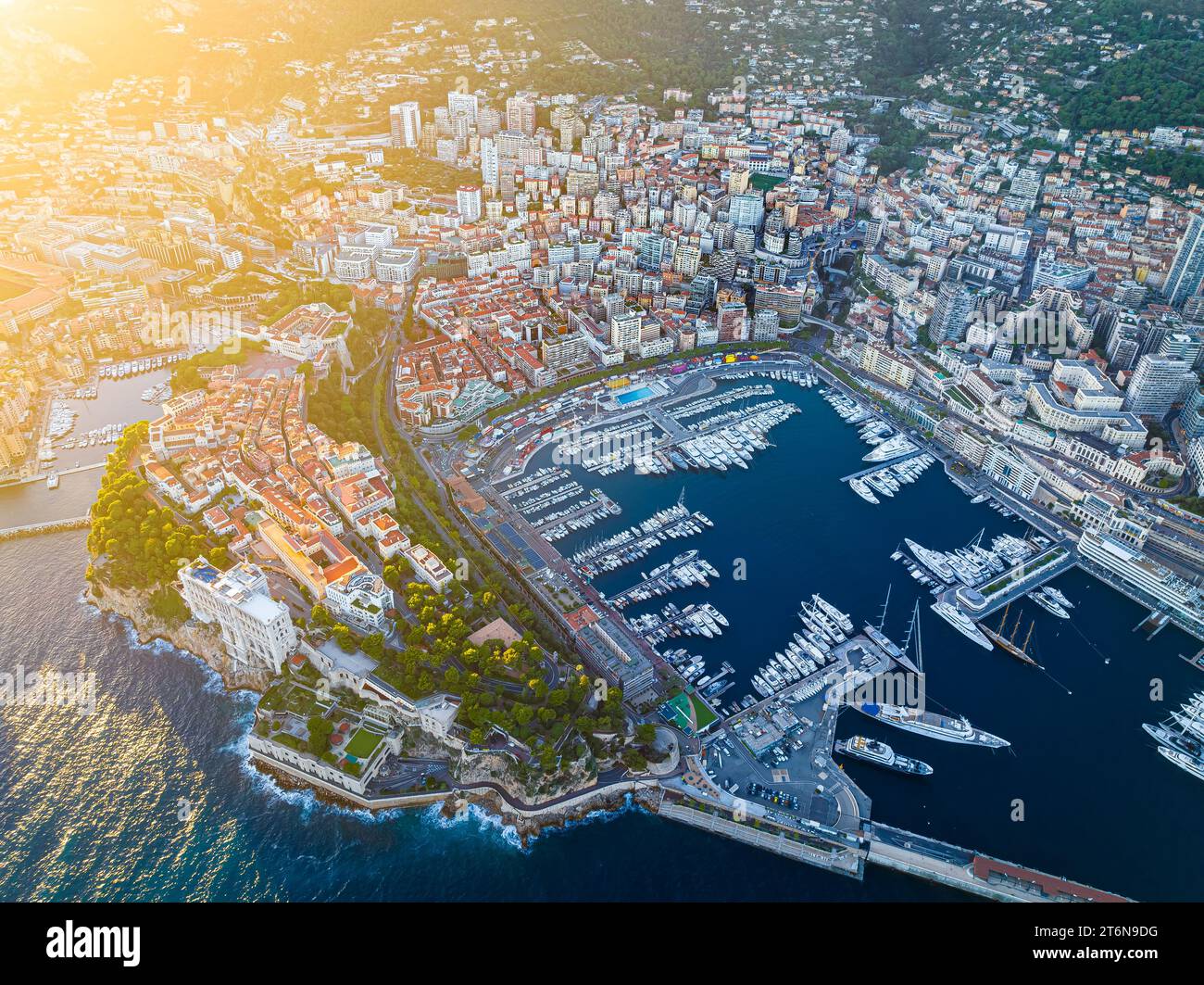 Sunset view of Monaco, a sovereign city-state on the French Riviera, in ...