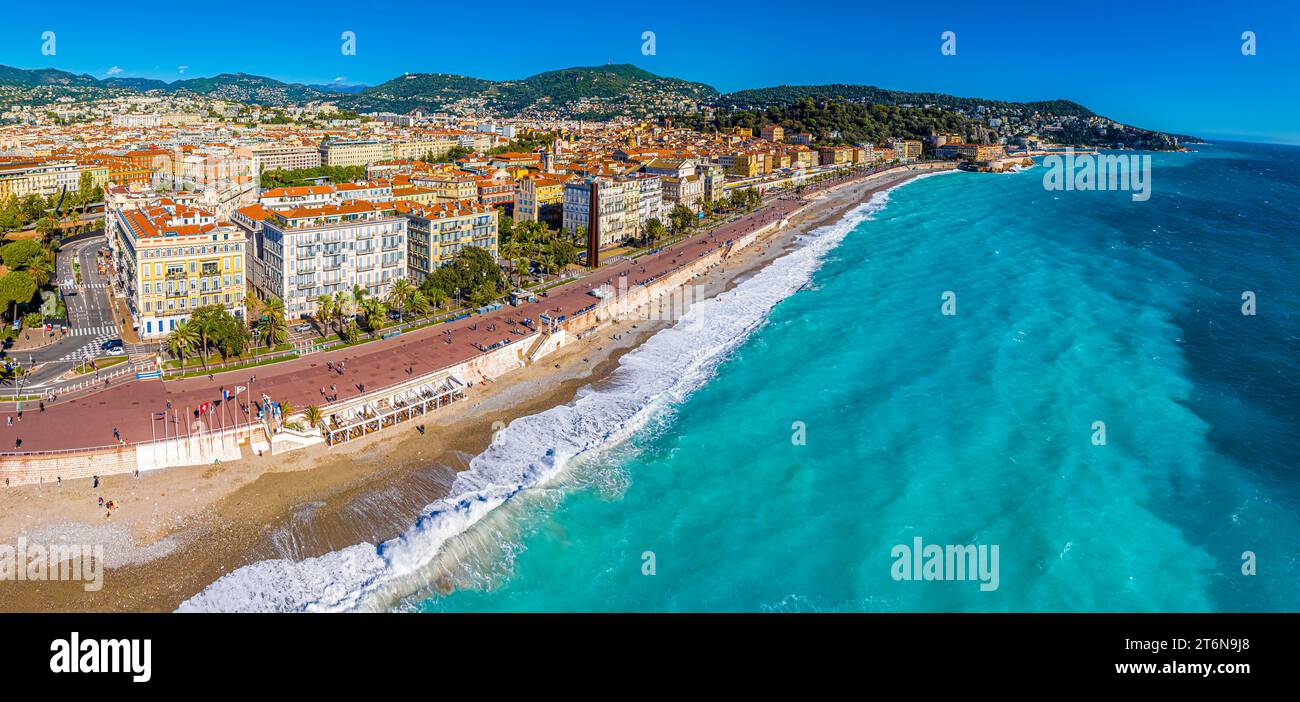 Aerial view of Nice, Nice, the capital of the Alpes-Maritimes ...