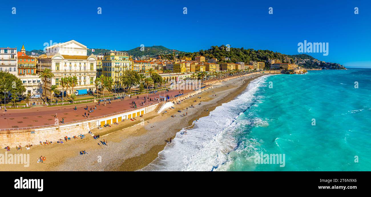 Aerial view of Nice, Nice, the capital of the Alpes-Maritimes ...
