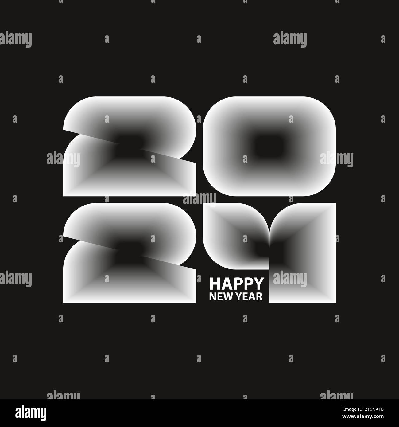Happy new year 2024 Text Design in black and white style. Vector ...