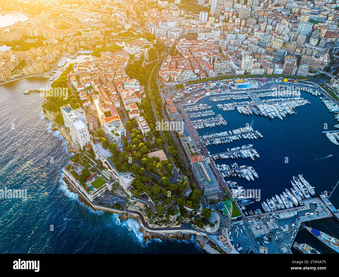 Sunset view of Monaco, a sovereign city-state on the French Riviera, in ...