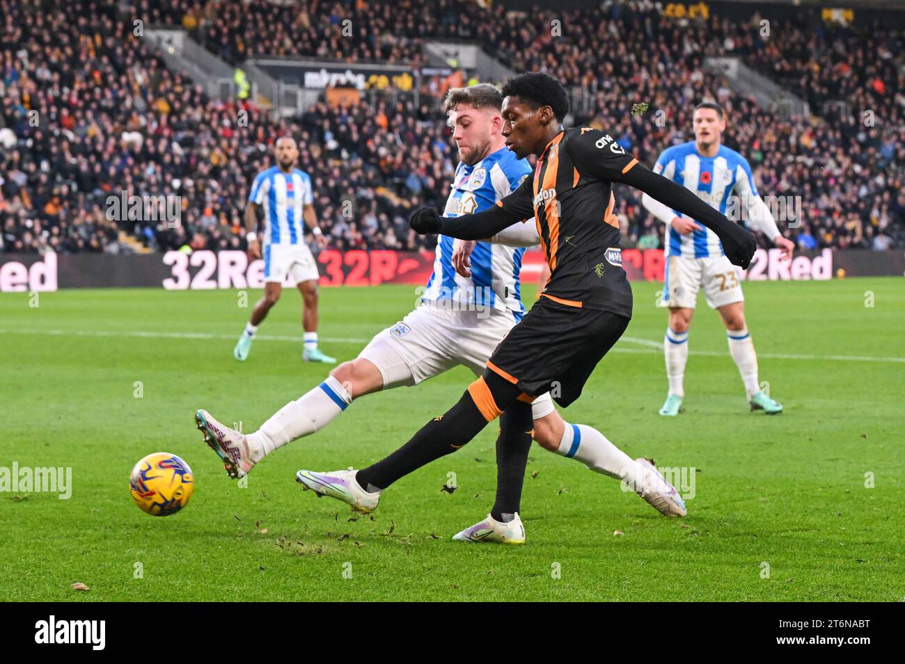 Jaden Philogene-Bidace #23 of Hull City crosses the ball during the Sky ...