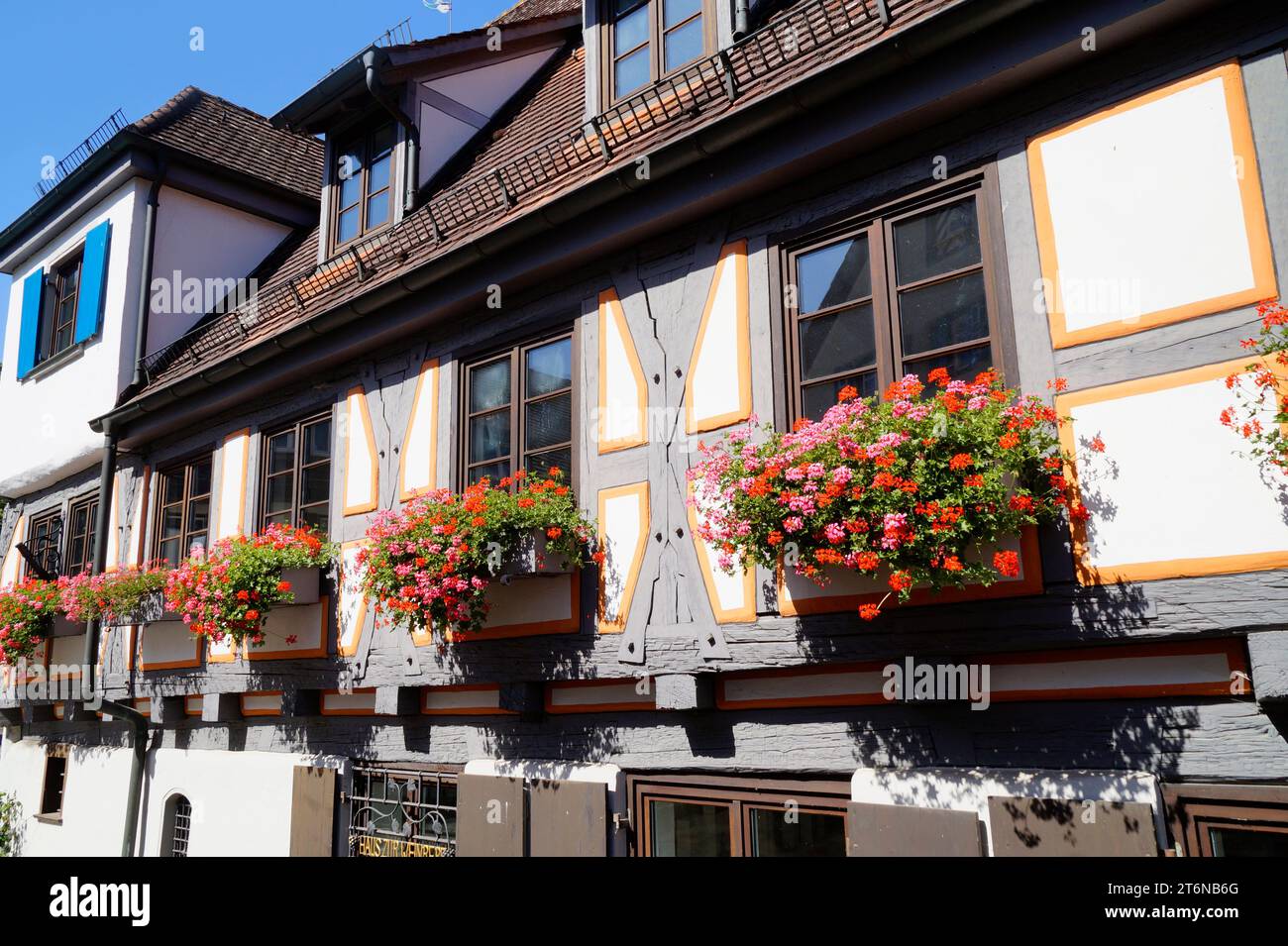 Beautiful traditional German historic half-timbered white house with ...