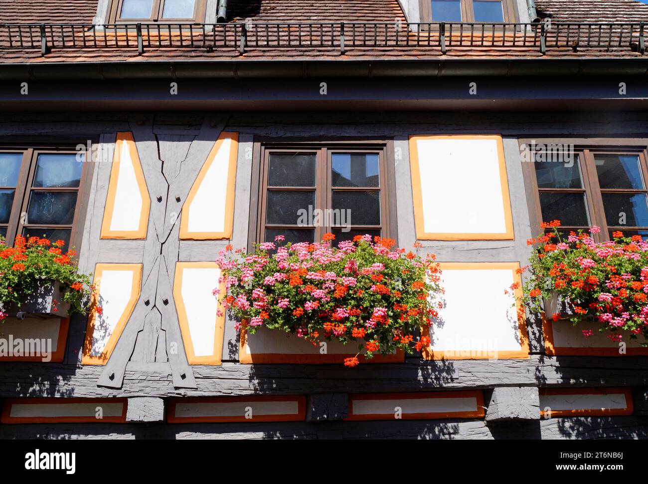 Beautiful traditional German historic half-timbered white house with ...