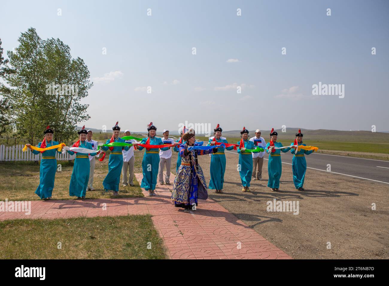 Meeting in bright national costumes according to all Buryat customs ...