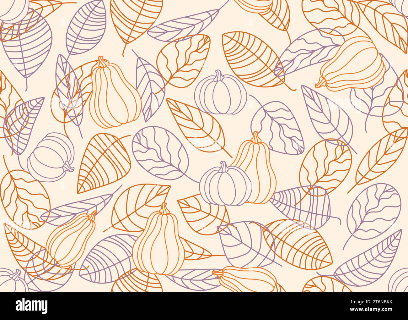 Seamless pattern of autumn leaves and pumpkins. Autumn seamless ...