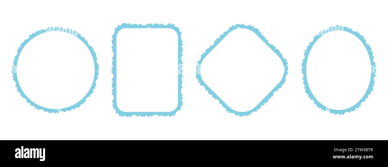 Set of romantic blue frames in the style of vintage photographs. Vector ...
