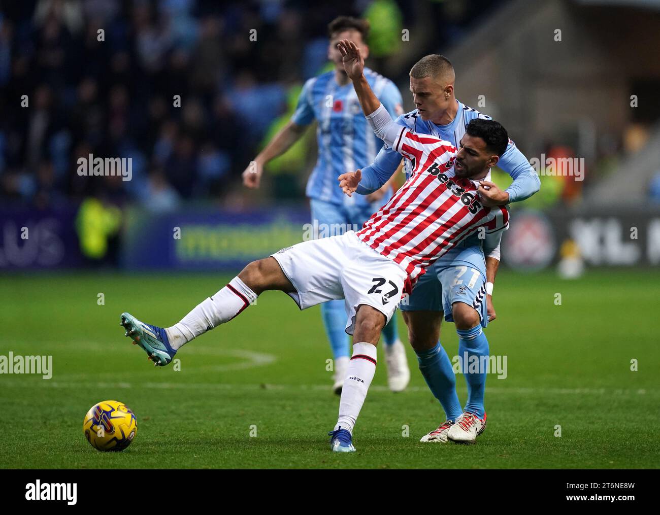 Stoke City's Mehdi Leris and Coventry City's Jake Bidwell battle for ...