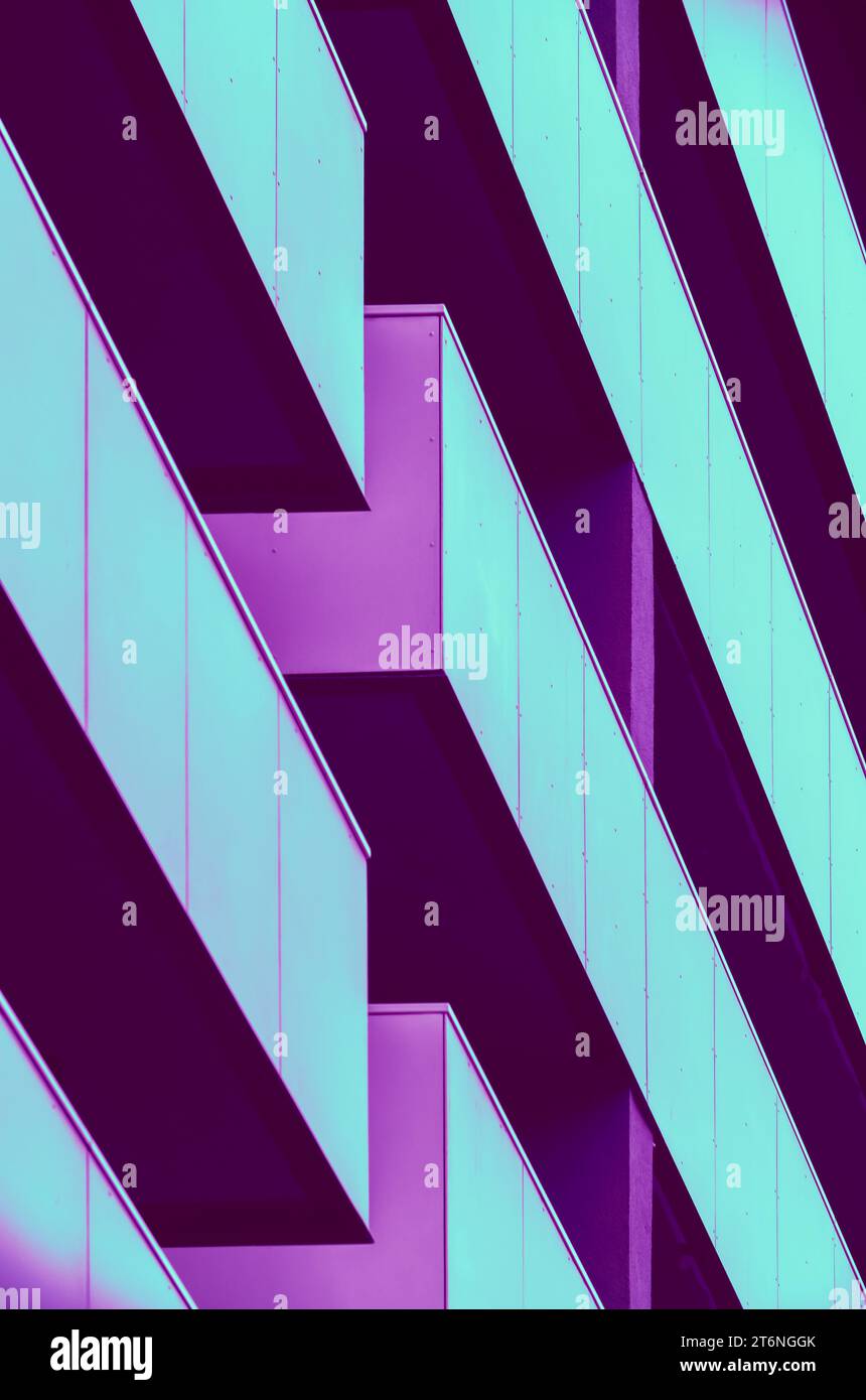 Building exterior painted with retro wave colors Stock Photo - Alamy