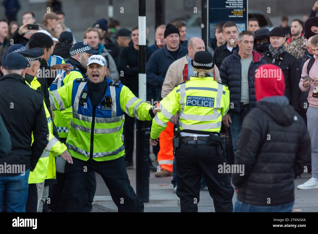 Westminster, London, UK. 11th Nov, 2023. People opposed to a Free ...