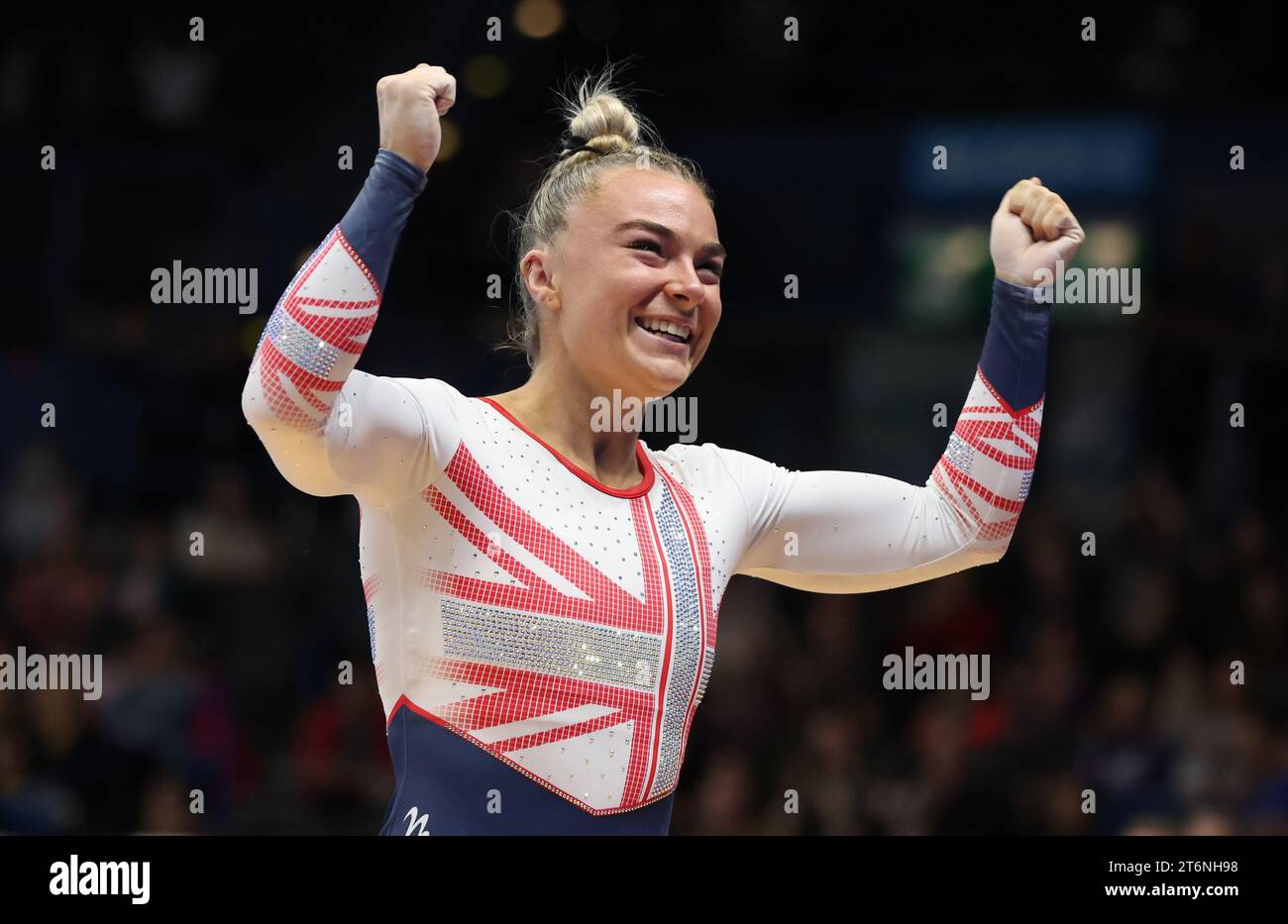 Great Britain’s Megan Kealy reacts during the Women’s Tumbling Final ...