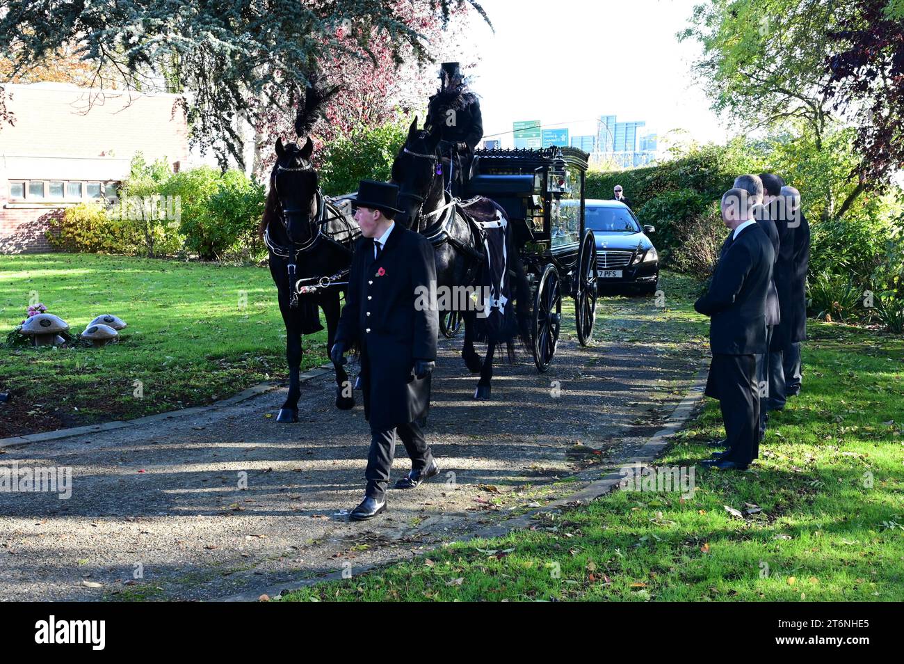 A horse drawn funeral carriage pulled by black horses Stock Photo - Alamy