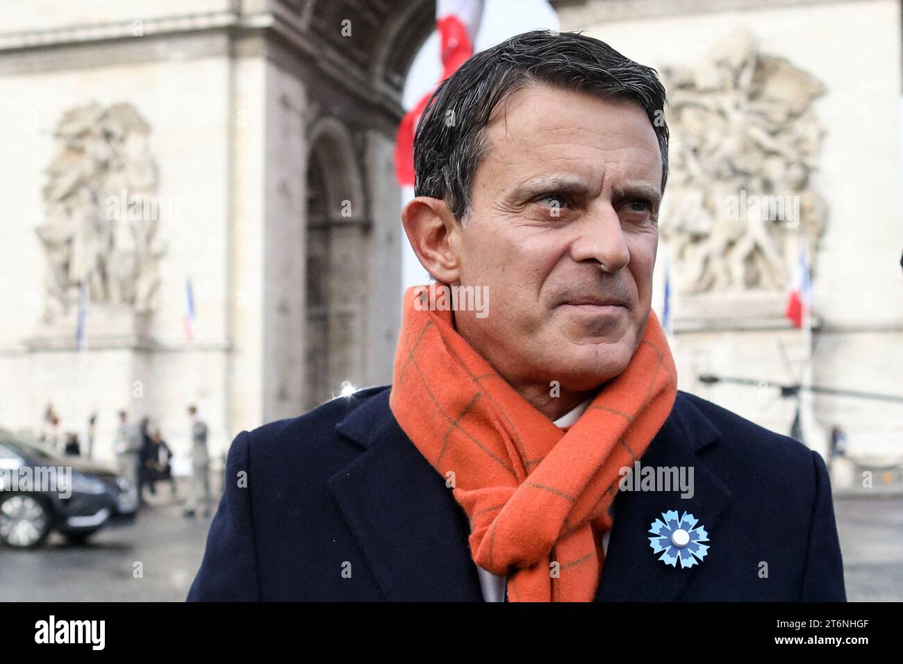 Manuel Valls during wreath-laying ceremony and rekindling of the flame ...