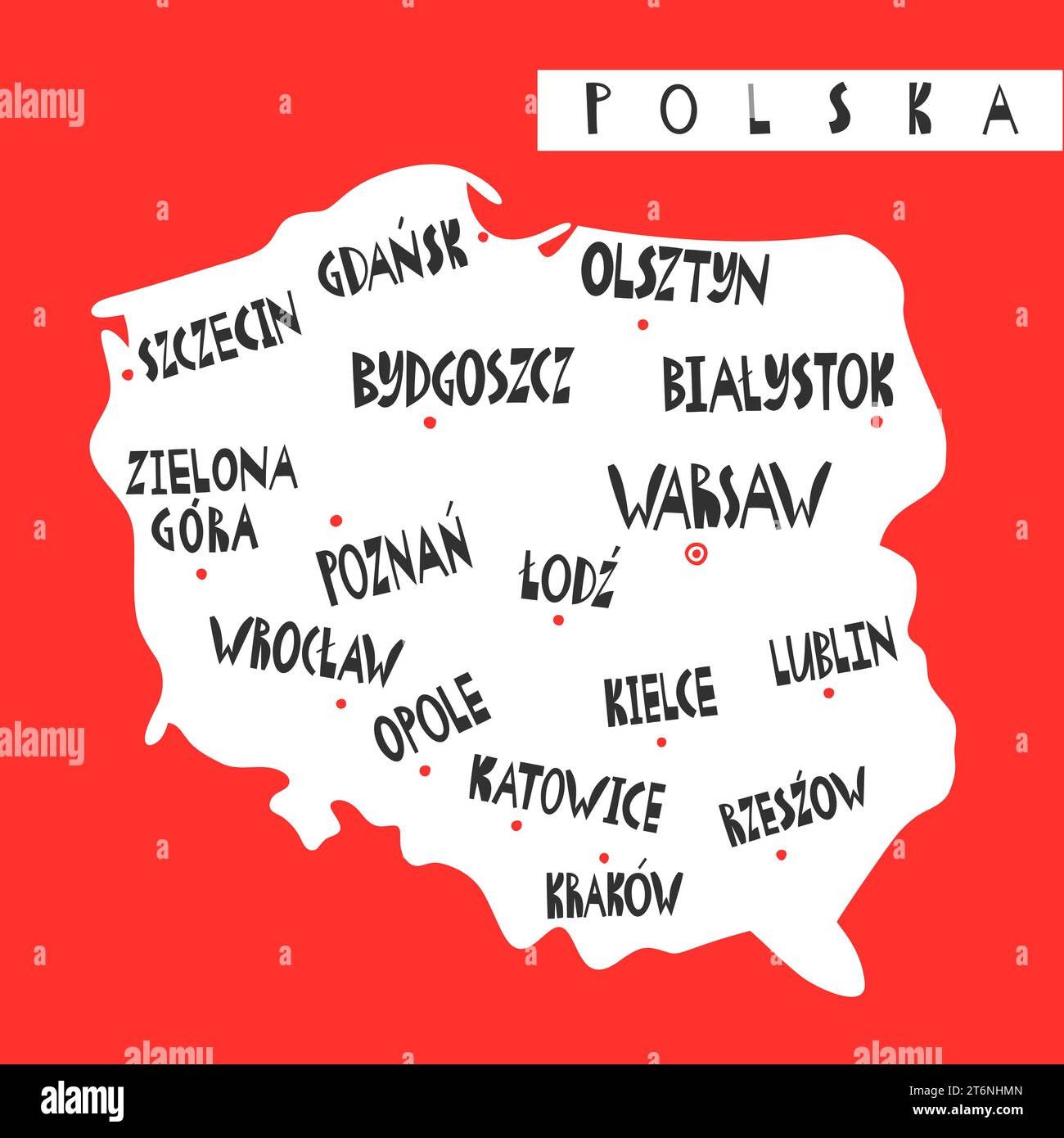 Vector Hand Drawn Stylized Map Of Polish Cities. Travel Illustration ...