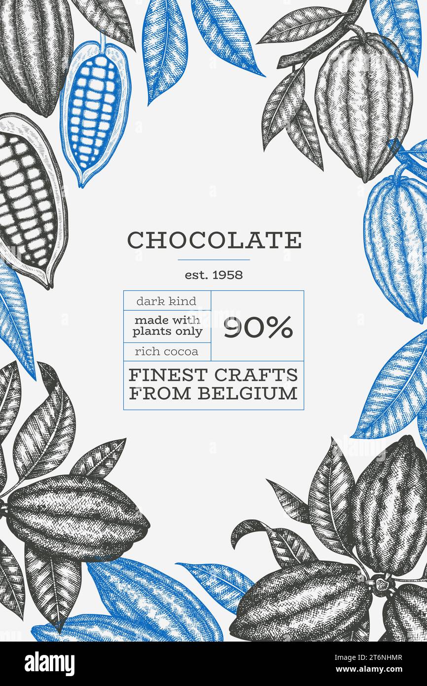 Cocoa Banner Template. Chocolate Retro Cocoa Beans Background. Vector ...
