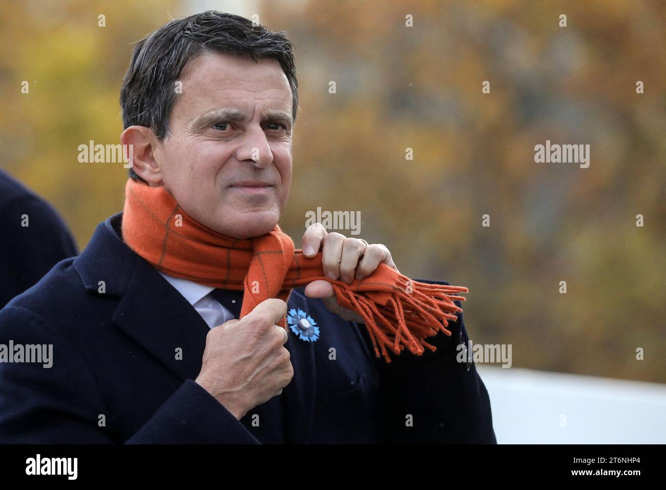 Manuel Valls during wreath-laying ceremony and rekindling of the flame ...