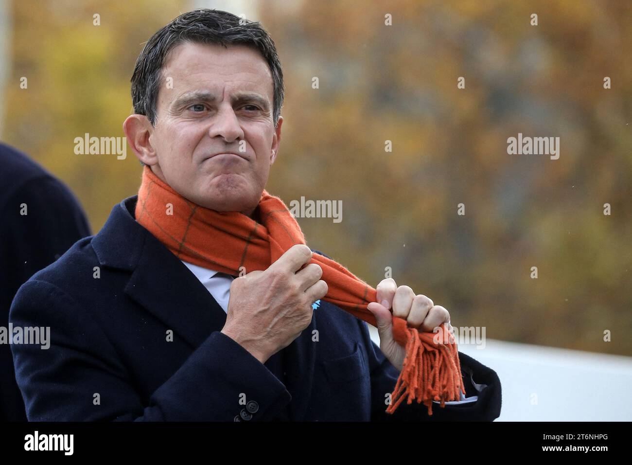 Manuel Valls during wreath-laying ceremony and rekindling of the flame ...