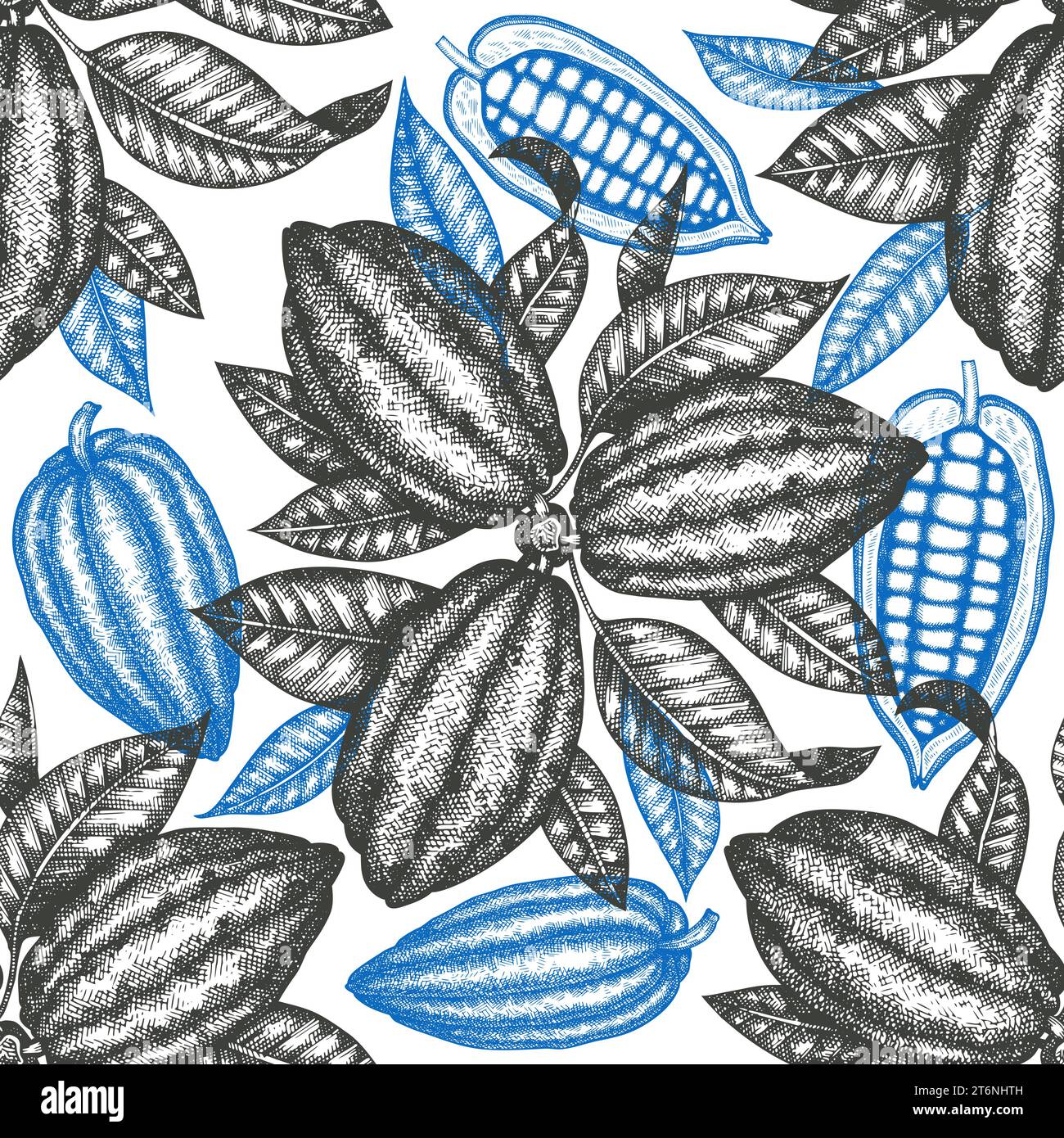 Cocoa Banner Vector Seamless Pattern. Chocolate Retro Cocoa Beans ...